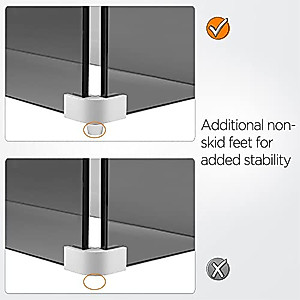 Topeakmart Tempered Glass Wind Guard for Rectangle Fire Pit Table, 23.5 x 7.5 x 6.5 in Wind Guard Fence Fire Table Accessory Shield with Aluminum Alloy Brackets, Thick and Steady, Black/Clear