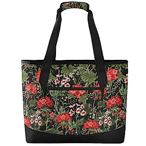 ALAZA Wildflowers Trendy Floral Cooler Bag Insulated Lunch Bag for Women Men, Reusable Leakproof Cooler Tote Shoulder Bag for Picnic Camping Work Office Beach