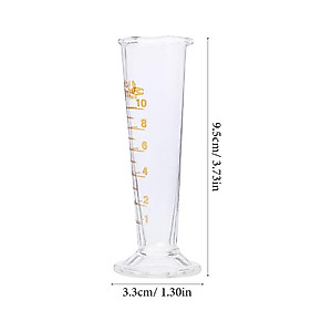 TEHAUX 10ml Lab Graduated Cylinder Glass, liquid Measuring Cup with Spout Wide Mouth, Conical Beaker Thickened Glass Measuring Cylinder for School Science Teaching