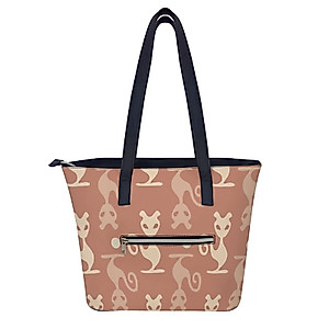 Cats Pink Cream Women's Tote Bag PU Leather Shoulder Bag Handbags Purse For Work Shopping Travel