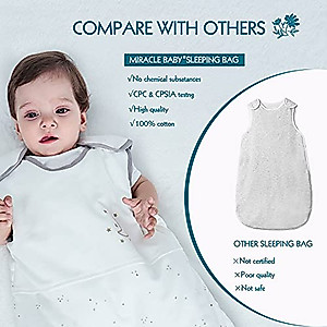 Baby Sleeping Bag for Winter, 100% Natural Cotton Wearable Blanket, 2.5 Tog Swaddle Transition for Infants and Toddlers