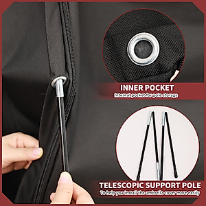 RICHIE Patio Umbrella Parasol Cover for 12ft to 14ft Offset Umbrella, 600D Waterproof Outdoor Offset Umbrella Cover with Zipper and Rod, Fits Cantilever Offset Umbrella, Black