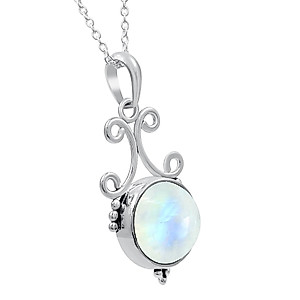 TISHAVI 5.45Cts Natural Moonstone Pendant Necklace For Women June Birthstone Vintage Jewelry Women'S Day Gifts For Mom Wife Sister