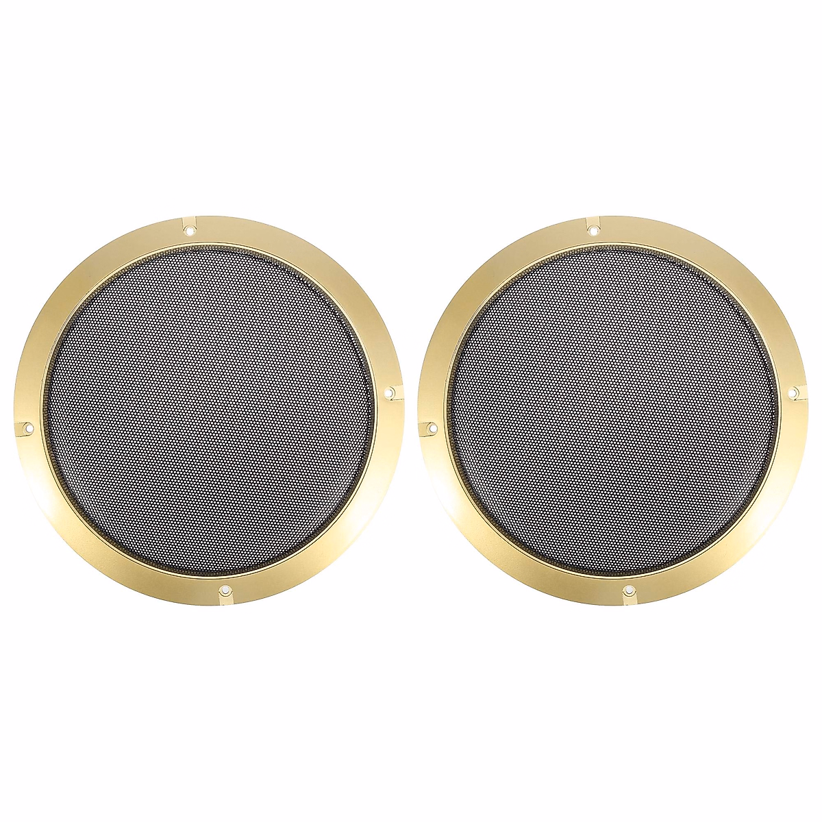 X AUTOHAUX 2pcs 8" Gold Tone Car Audio Speaker Cover Mesh Subwoofer Grill Horn Glossy Guard Protector