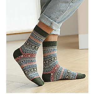 Loiyadn Loyaidn 5 Pairs Wool Socks for Women - Thick Soft Winter Socks for Women, Multicolored Winter Warm Boot Socks for Women Men