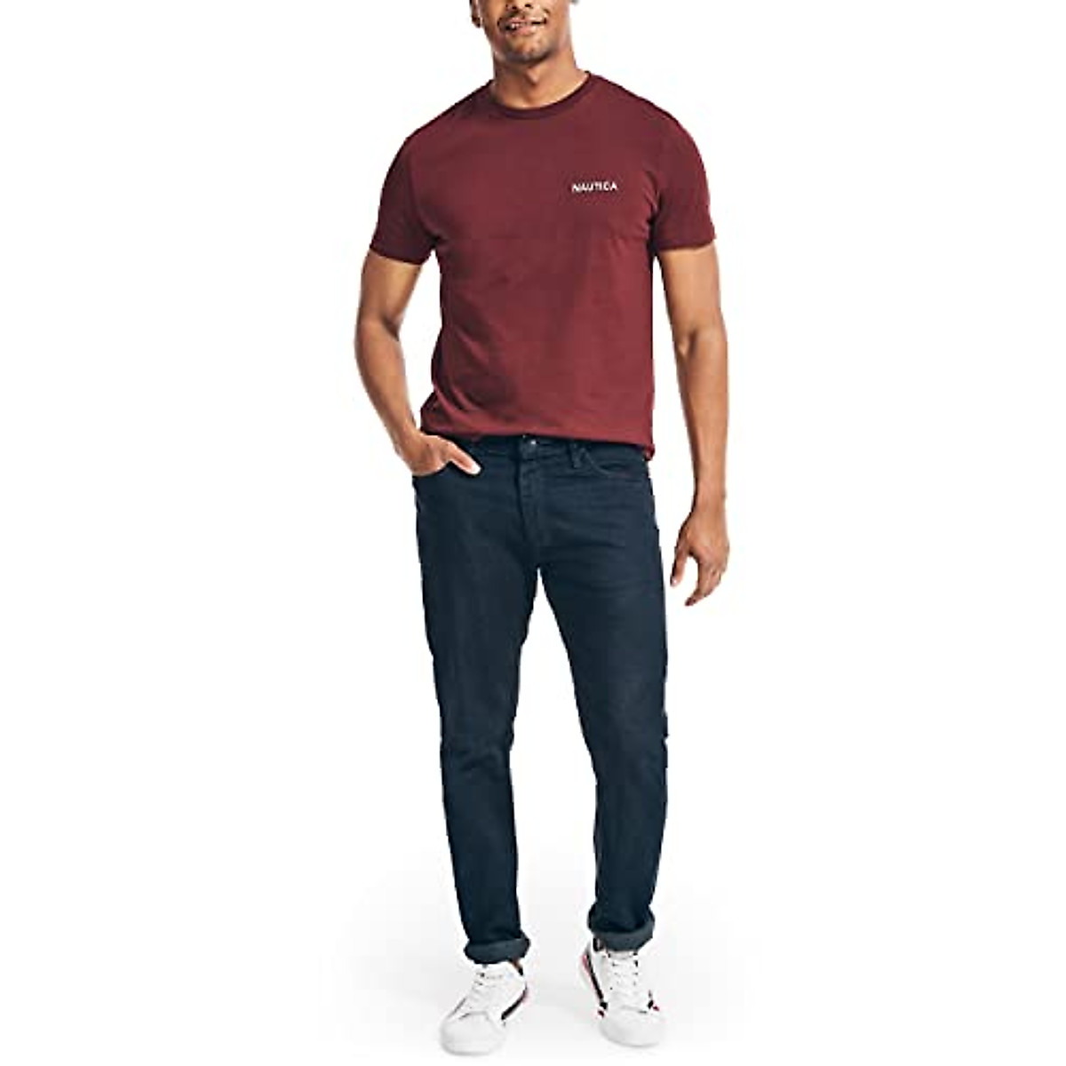 Nautica Men's Short Sleeve Solid Crew Neck T-Shirt, Royal Burgundy, X-Large