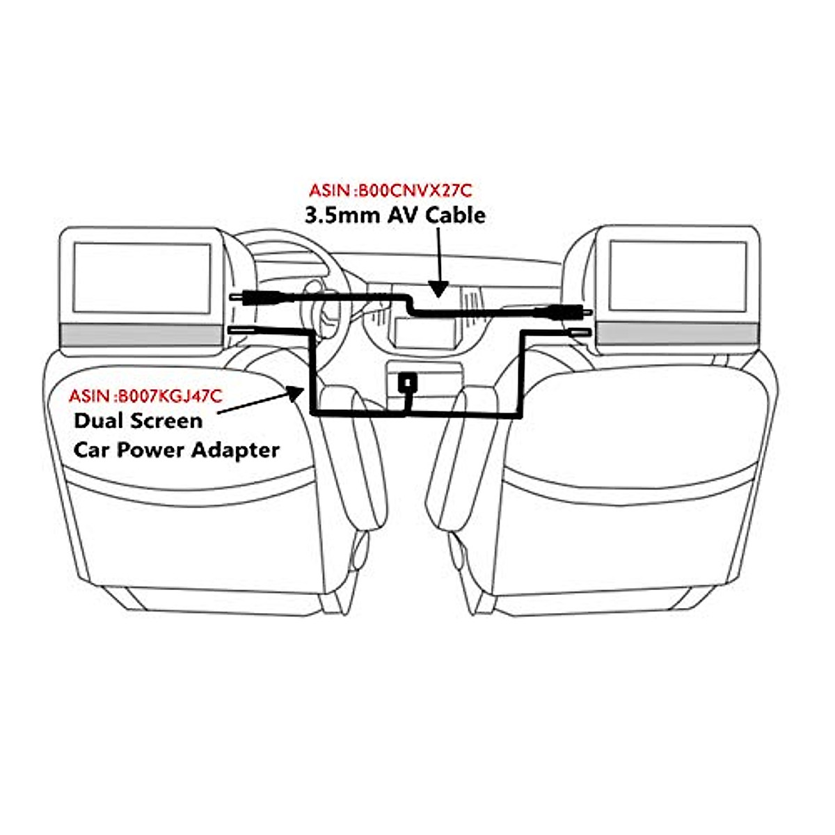 EDO Tech 11' Car Charger Adapter Power Cord for Philips 7 9 10 inches Dual Screen Headrest Portable DVD Player Pet9402/37 Pet708/37 Pd7012/37 Pd9012/37 Pd9016/37 pd700/37