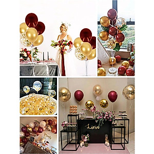 Graduation Decorations Maroon Gold 2024/Burgundy Gold Graduation Party Decorations/Burgundy Gold White Balloons 40pcs ASU/FSU Fall Bridal Shower Wedding/Fall Burgundy Birthday Decorations Women