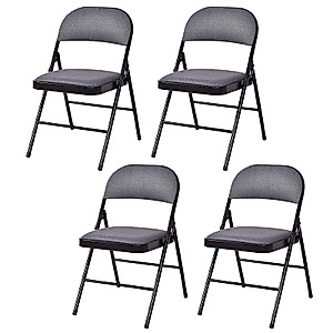 ARLIME 4-Pack Folding Chair, Portable Chairs with Upholstered Padded Seat and Back, Metal Frame Home Office Chairs, Set of 4