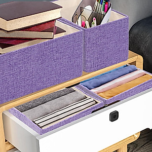 ORGMASTER Drawer Organizer Clothes, Linen Closet Organizers and Storage Box, Foldable Storage Baskets Dresser Drawer Dividers Containers Bins for Shelf, Wardrobe, Bedroom, Office, 9 Pack, Purple