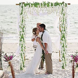 U'Artlines 12 Pack(Total 43.2 Feet) Artificial Fake Wisteria Vine Rattan Hanging Garland Silk Flowers String Home Party Wedding Decor (12, White)