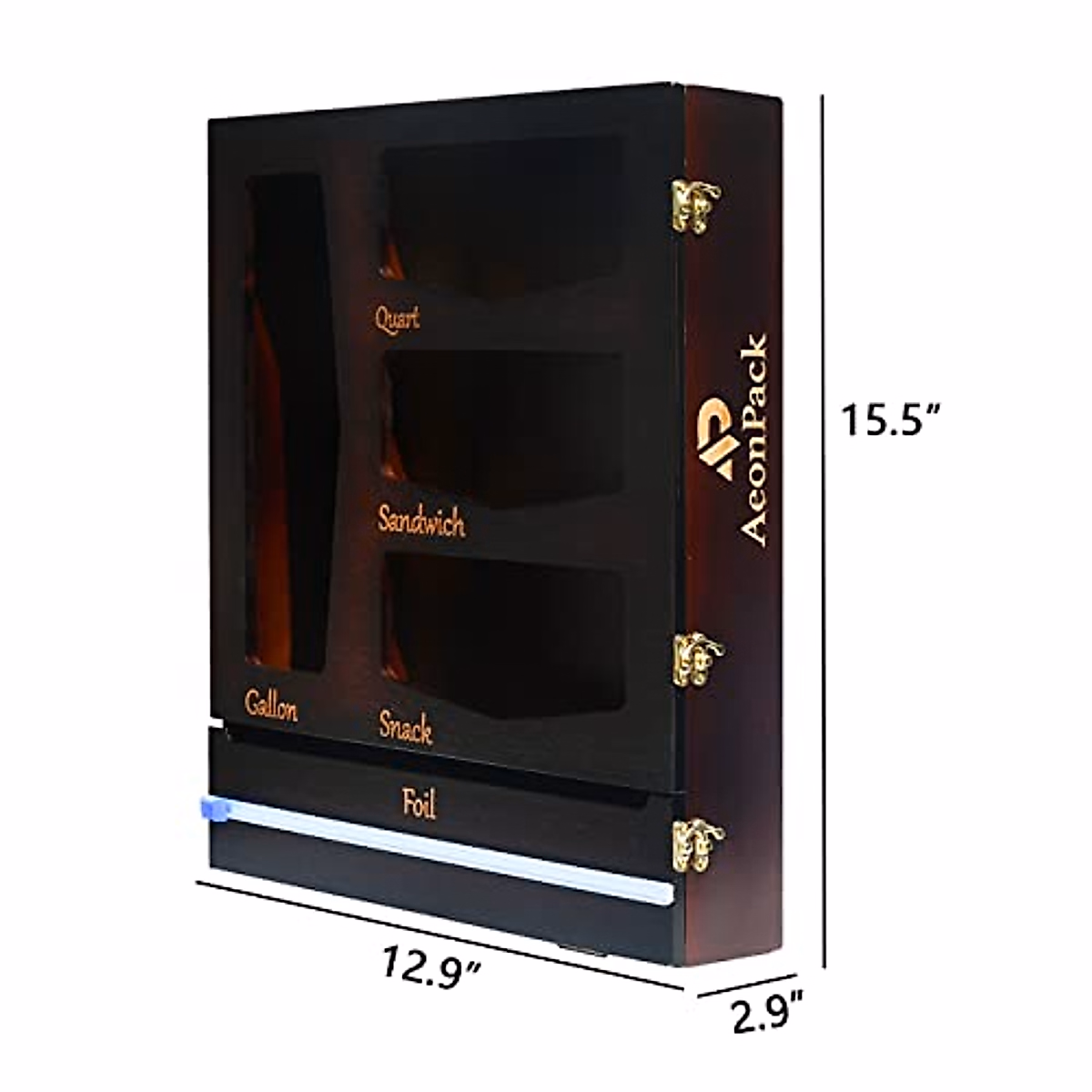 AeonPack Bamboo Ziplock Bag Organizer for Drawer - Flip Top Food Baggie Organizers for Kitchen Drawers - Foil and Plastic Wrap Storage Dispenser - Gallon, Sandwich, Snack, Quart Bag Holder - 15.5x13x3