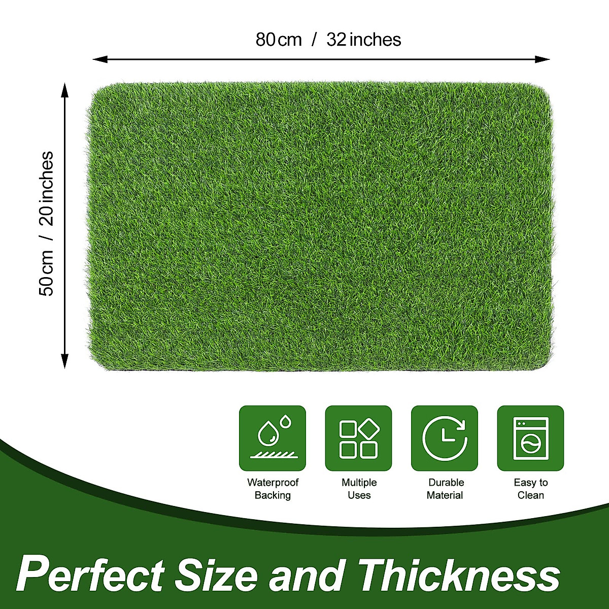 LINLA Artificial Grass Door Mat, 32x20 inches Outdoor Rug Synthetic Fake Dog Grass Mat Turf Waterproof Durable Doormat for Indoor Entryway, Outside Patio, Lawn, Garden