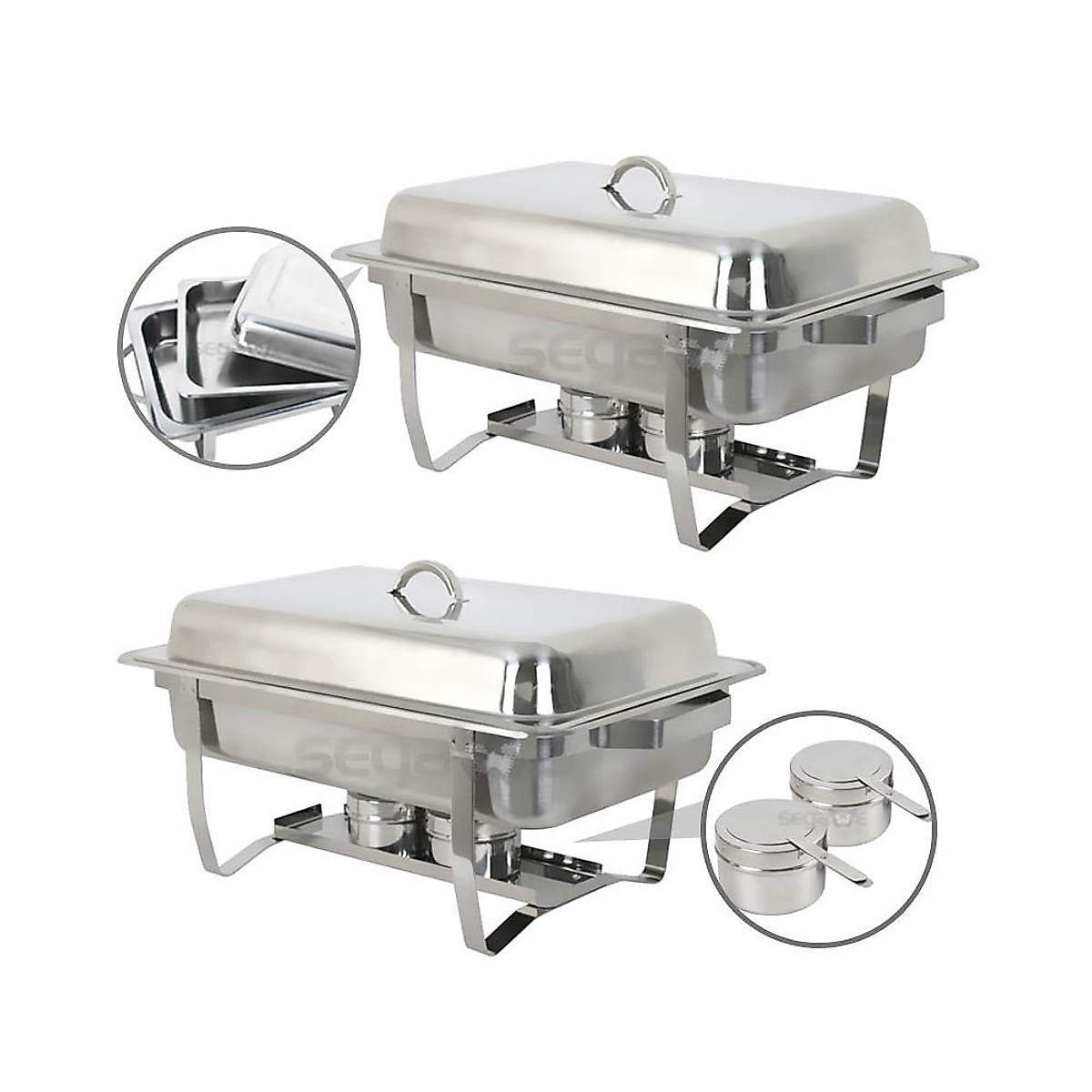 Thaweesuk Shop New 8QT 4 Pack Catering Stainless Steel Chafer Chafing Dish Sets Full Size Buffet 24"x14"x11.4" (LxWxH) of Set