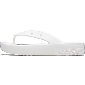 Crocs Women's Classic Flip Flops, Platform Sandals, White, Numeric_9