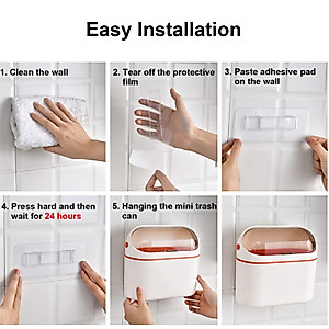 LALASTAR Lint Bin, Mini Desktop Trash Can with Lid for Office Countertop, Mountable Tiny Wastebasket for RV, Dorm, Freezer, Laundry and More (Orange)