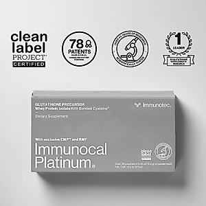 Immunocal Platinum Glutathione Precursor – Whey Protein Isolate, Anti-Aging, Skin + Cell Renewal, Immune Support, Detox + Bone Support | Fat and Sugar Free, Lactose-Intolerant Friendly | 30 Servings