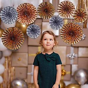 Outus 9 Pcs Animal Print Hanging Paper Fans Decorations Safari Theme Paper Fan Classroom Decoration Jungle Animal Ceiling Wall Garland for Wild Zoo Animal Baby Shower Birthday Party Supplies Decor