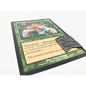 Citadel Black MTG Buff Counters +1/+1 and -1/-1 Set of 20 Metal Tokens - with Velvet Drawstring Pouch, Antique Silver Finish Metal Tokens, Magic: The Gathering, Gray