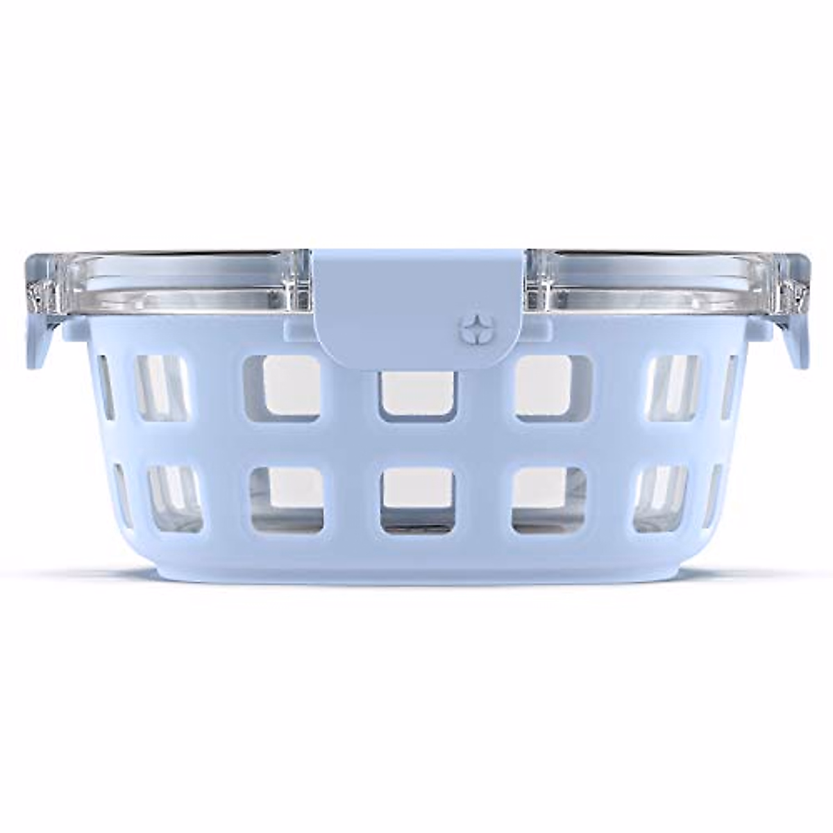 Ello Duraglass Meal Prep Container, 4 Cup- Glass Food Storage Container with Silicone Sleeve and Airtight BPA-Free Plastic Lid, Dishwasher, Microwave, and Freezer Safe, Halogen Blue