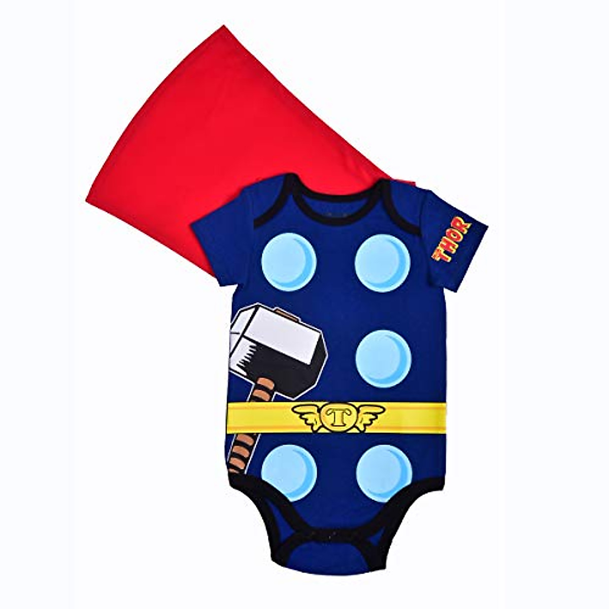 Marvel Avengers Spider-Man, Thor, Captain America, Hulk, Iron Man Boys Short Sleeve Bodysuit and Cap Set for Newborn and Infant