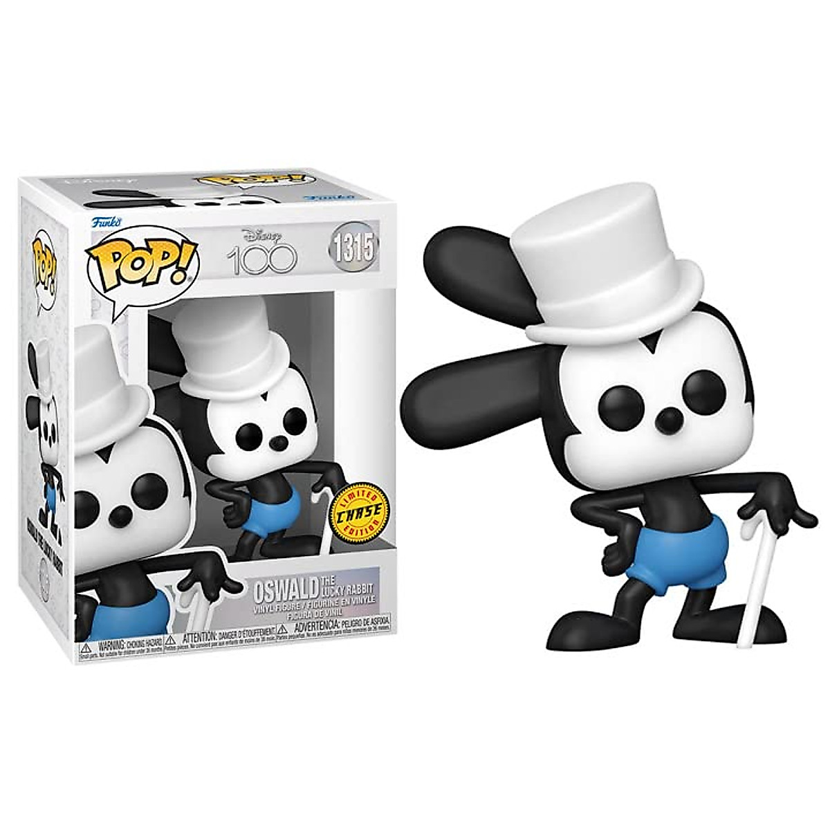 POP Disney: Disney 100 - Oswald The Lucky Rabbit Limited Edition Chase Funko Vinyl Figure (Bundled with Compatible Box Protector Case), Multicolored, 3.75 inches