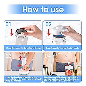 Mason Jar Vacuum Sealer, Vacuum Sealer for Jars with Accessory Hose Compatible with FoodSaver Vacuum Sealer, Wide-Mouth & Regular-Mouth Mason Jar with Manual Portable Vacuum Pump and Lid Opener