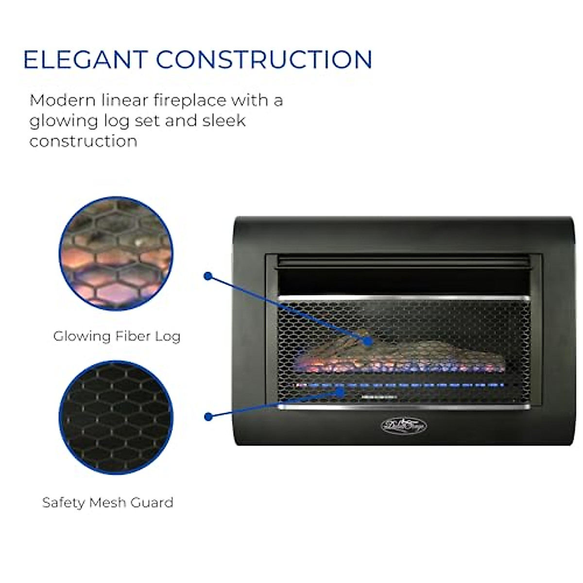 Duluth Forge Ventless Linear Wall Gas Fireplace - 26,000 BTU, T-STAT, Model DF300L