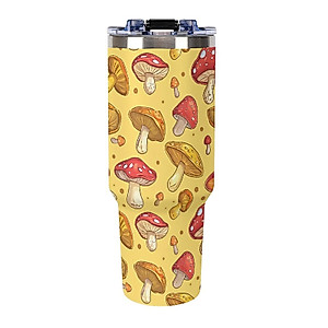 The Various Mushroom Art 40 Oz Tumbler Insulated Stainless Steel Water Bottle Travel Mug Car Cup with Handle And Straw