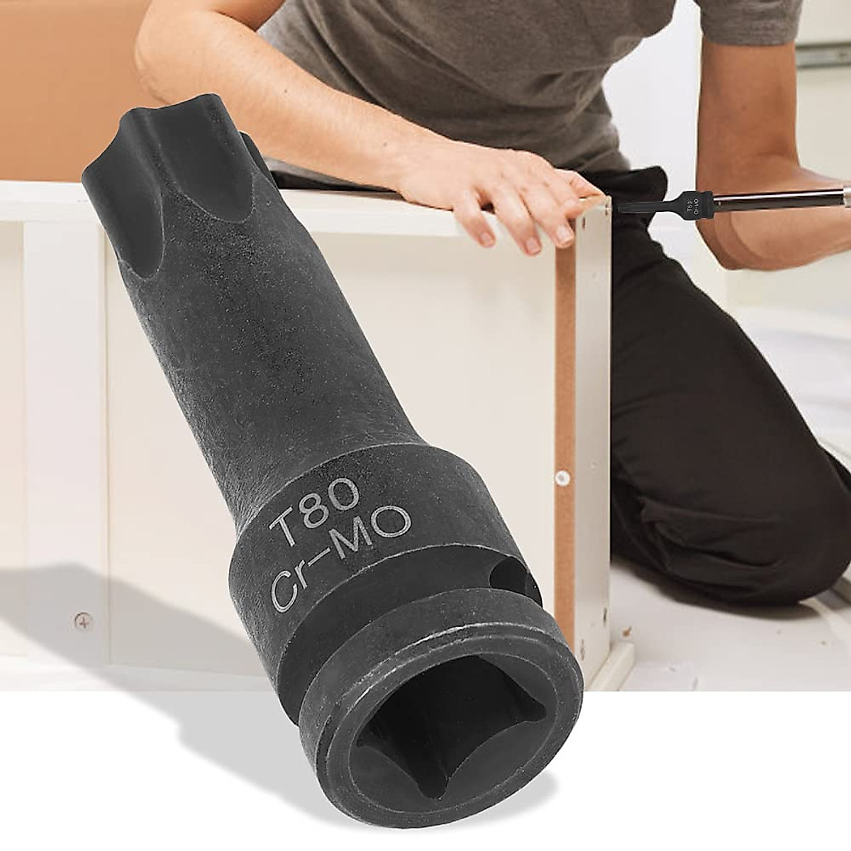 Actaday 1/2inch Hex Screwdriver Socket Adaptor, Star Head Drive Air Impact Wrench Bit Set, 42 Chrome Molybdenum Steel, Socket Car Repair Tools (T80)