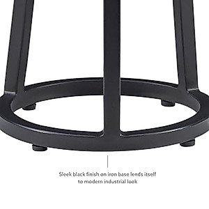 Powell White Marble Top Drink Industrial Style Black Metal Adjustable Height Base Muriel Side Table