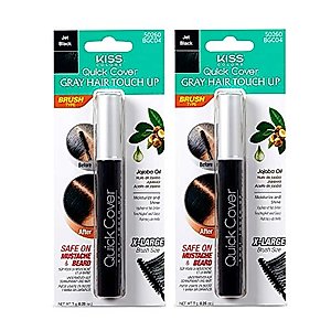 Kiss Colors Quick Cover Gray Hair Touch Up Brush Jet Black BGC04 (2pcs)