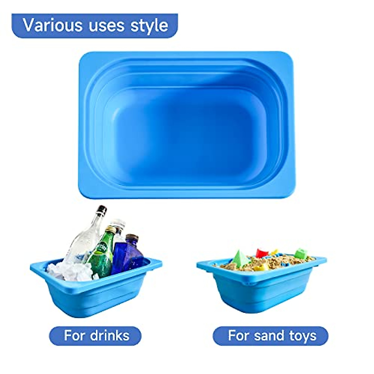 Beright Collapsible Storage Bin, Wash Basin Folding Dish Tub Sink, Space Saving for Dishing, Fruit, and Camping, Hiking and Home, 1 Pack, Blue, Small