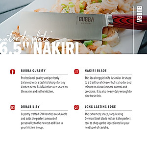BUBBA Kitchen Series 6.5" Nakiri Knife, an All-Purpose Kitchen Knife for Chopping, Mincing, Slicing, and Dicing with a Premium German Steel Blade for All Your Kitchen Needs