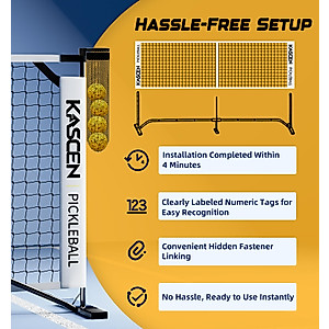 Pickleball Net - 22 FT USAPA Regulation Size Portable Pickleball Net, Pickle Ball Net with Exclusive Ball Holder, 4 Pickleballs & Carry Bag, Pickle Ball Net for Outdoor Indoor Driveway Backyard White