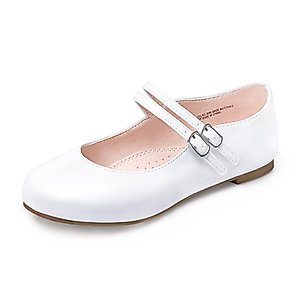 MIXIN Girls Dress Shoes Mary Jane Shoes for Girl Ballet Flats Back to School Princess Wedding Shoes White Size 1