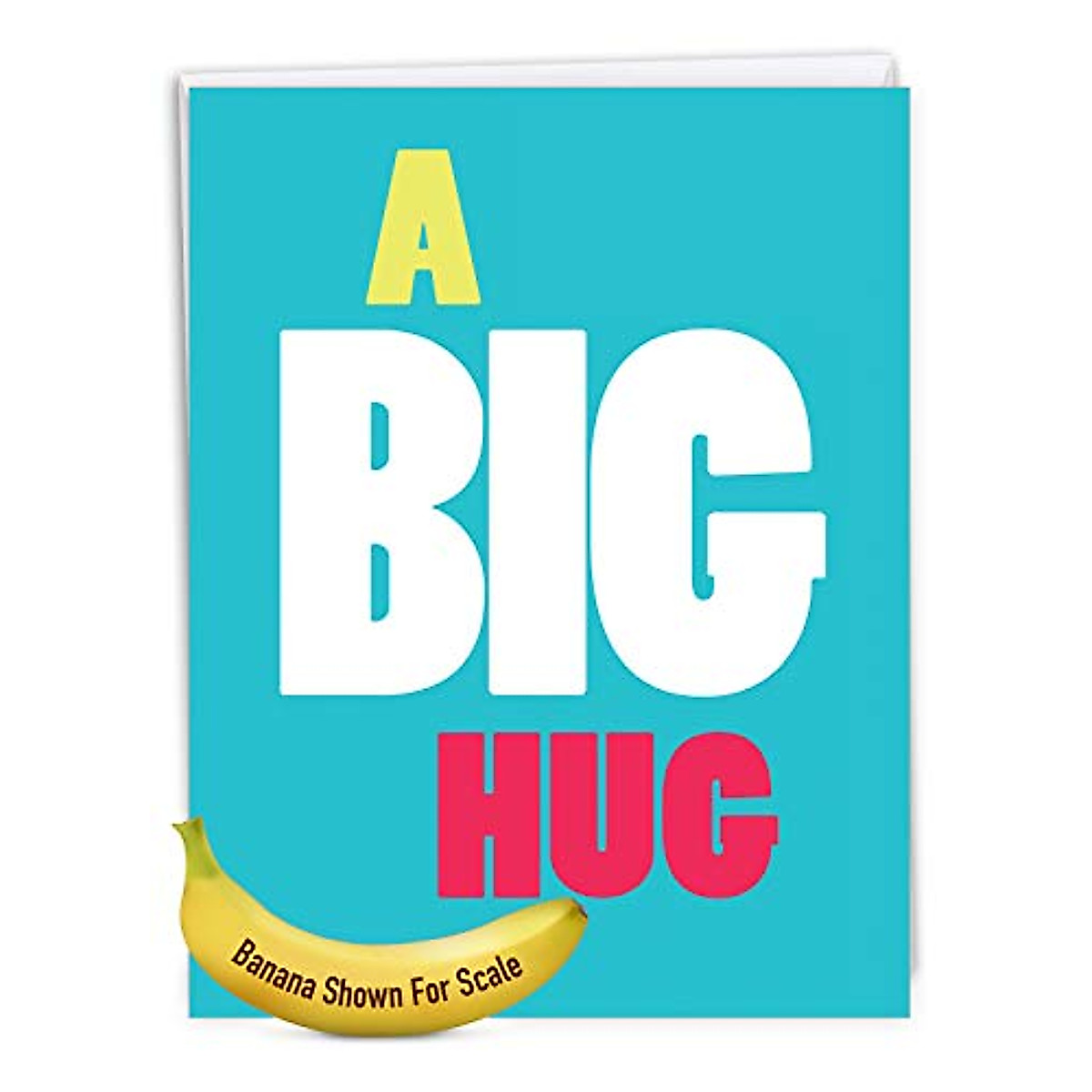 NobleWorks - 1 Large Blank Greeting Card (8.5 x 11 Inch) - All Occasion Notecard with Envelope, Big Bold Letters - Big Hug J9652