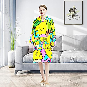 Summer Flamingo Wearable Blanket Hoodie,Oversized Hooded for Women,Comfy Sweatshirt