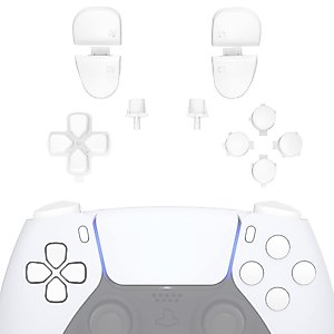 eXtremeRate Replacement D-pad R1 L1 R2 L2 Triggers Share Options Face Buttons, White Full Set Buttons Compatible with ps5 Controller BDM-030 BDM-040 BDM-050 - Controller NOT Included