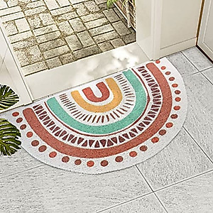 Prettybuy Semi-Circle Rainbow Doormat Cute Rugs Indoor and Outdoor Mats Non-Slip Rugs Doorway Mat Welcome Mats Area Rugs for Living Room Bedroom Bathroom,31.5in*15.7in
