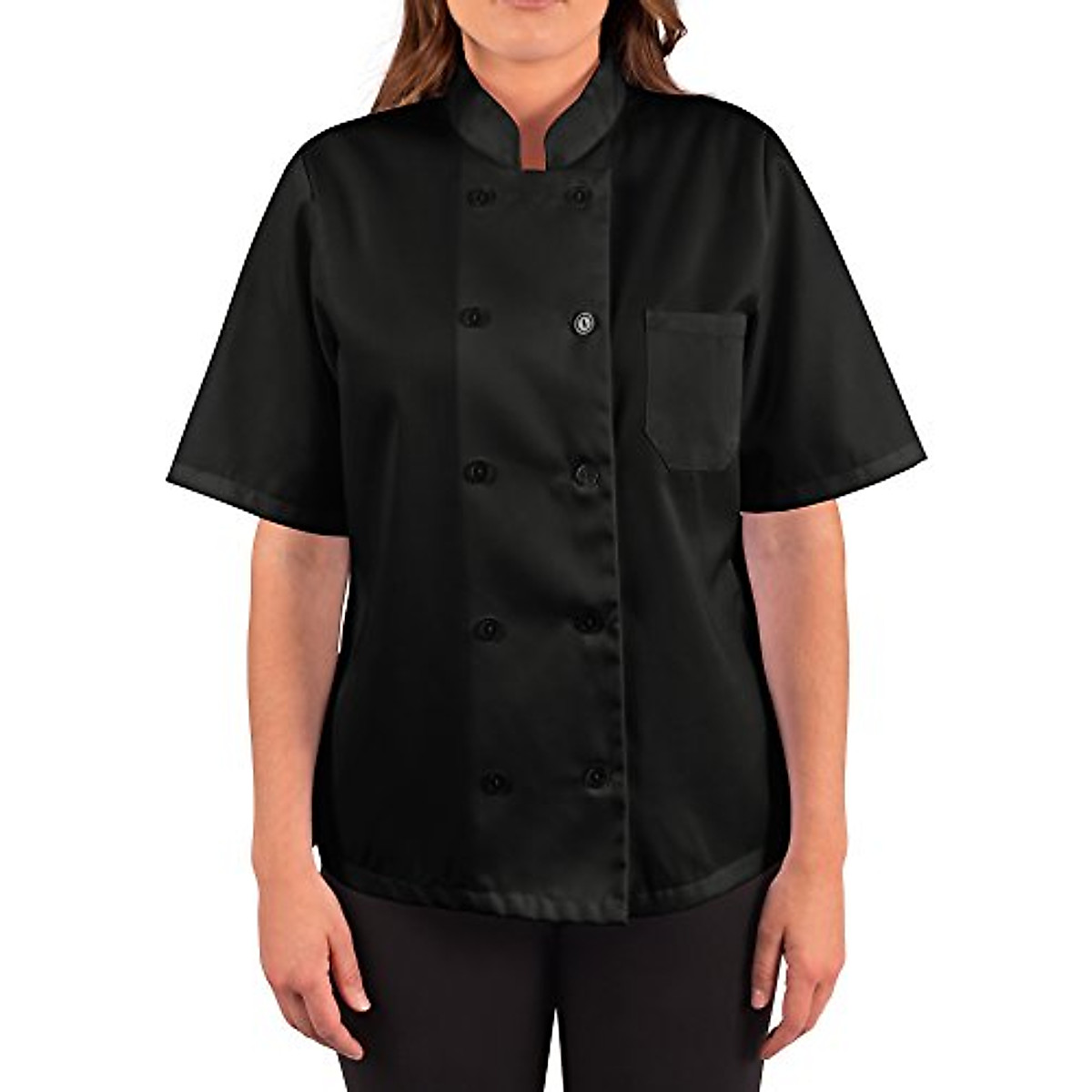Womens Black Classic Short Sleeve Chef Coat, 2XL