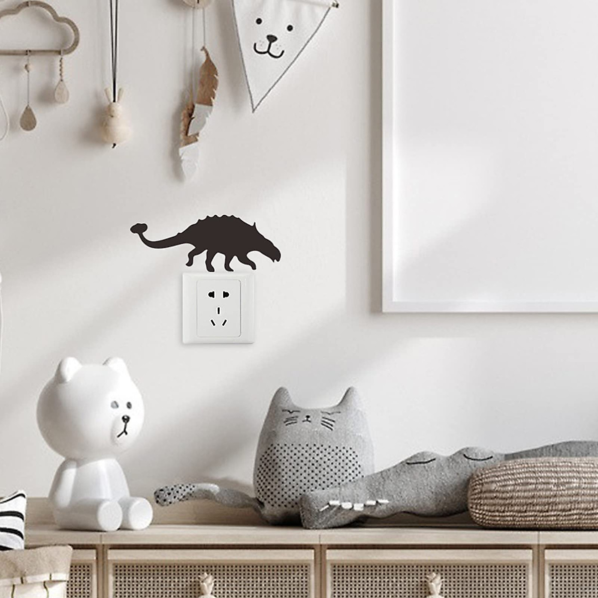 Dinosaur Light Switch Decal Sticker,Cute Dinosaurs Bedroom Wall Sticker Peel & Stick Cartoon Wall Art Home Decor Stickers