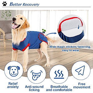 DOGLEMI Recovery Suit for Dogs Soft Breathable Dog Surgery Suit Elastic Cuffs Collar Cotton Lining for Belly Protection - Ideal for Spay Neuter Surgery Recovery Anti-Licking Wound, for Female Male Dog