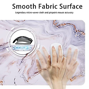 Anyshock Desk Mat, Gaming Mouse Pad Large (35.4" x 15.7" inch), XXL Keyboard Pad with Stitched Edges, Non Slip Rubber Base, Waterproof Computer Desk Pad for Office, Home, Men(Platinum Marble)