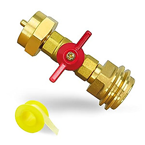 1lb to 20lb Propane Tank Adapter with Valve, Conver CGA600 to QCC/Type1 Male Connector, Fits for for 1lb/16.4oz Disposable Throwaway Cylinder, with Shut On/Off Controller for Home BBQ Camping Tree