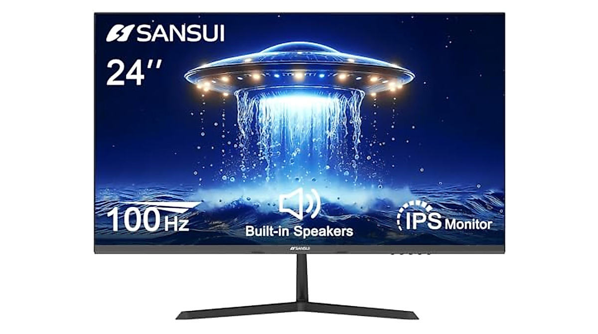 SANSUI 24" IPS 100Hz Monitor | Built-in Speakers, FHD