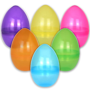 JOYIN 10" Jumbo Easter Eggs, 6PCS Clear Plastic Giant Eggs Empty Fillable for Easter Filling Treats Party Favor Hunt Classroom Prize Supplies Decoration