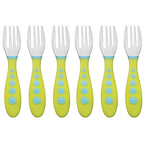 Gerber Stainless Steel Tip Kiddy Cutlery Forks - 6 Pack, Green