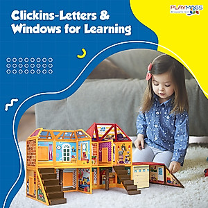 Playmags Magnetic Tiles Building Set, Dollhouse Pretend Play Toy, Creativity and Educational Magnet Blocks Stem Toys, Imaginative Birthday Gift for Kids Ages 3+