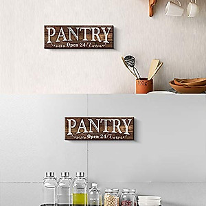 Pantry Sign Rustic Wood Color Canvas Wall art Print Sign 5.5x16.5 (Pantry, Brown)
